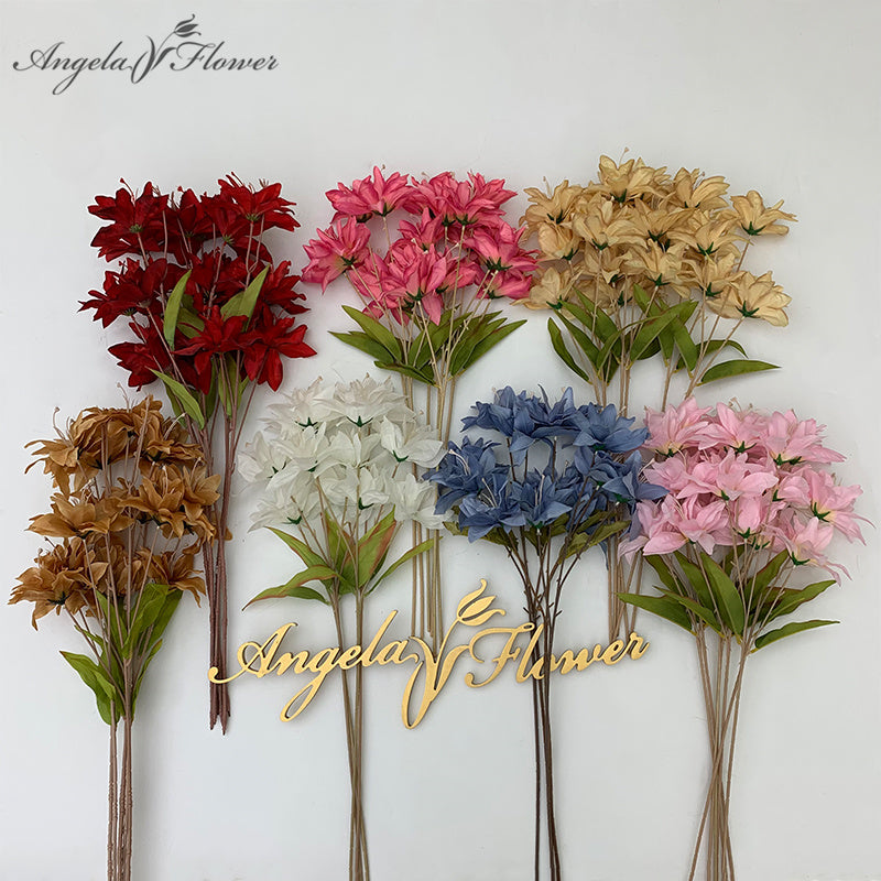 Angela Flower 20pcs 3 Heads Lily Simulation Fake Flowers Wedding Floral ...