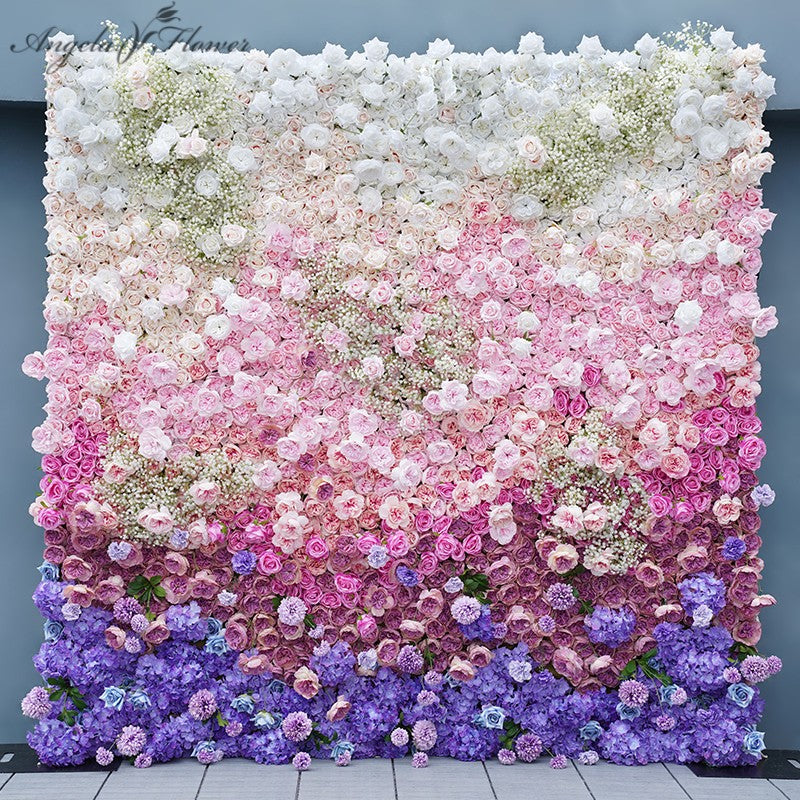 A7759 Gradient Colorful Rose Hydrangea Babysbreath 5D Cloth Flower Wal ...