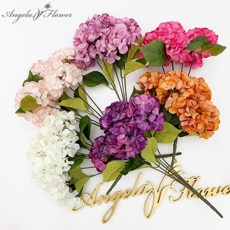 Angela Flower 10pcs/Lot 5-head Hydrangea Artificial Flower Wedding ...