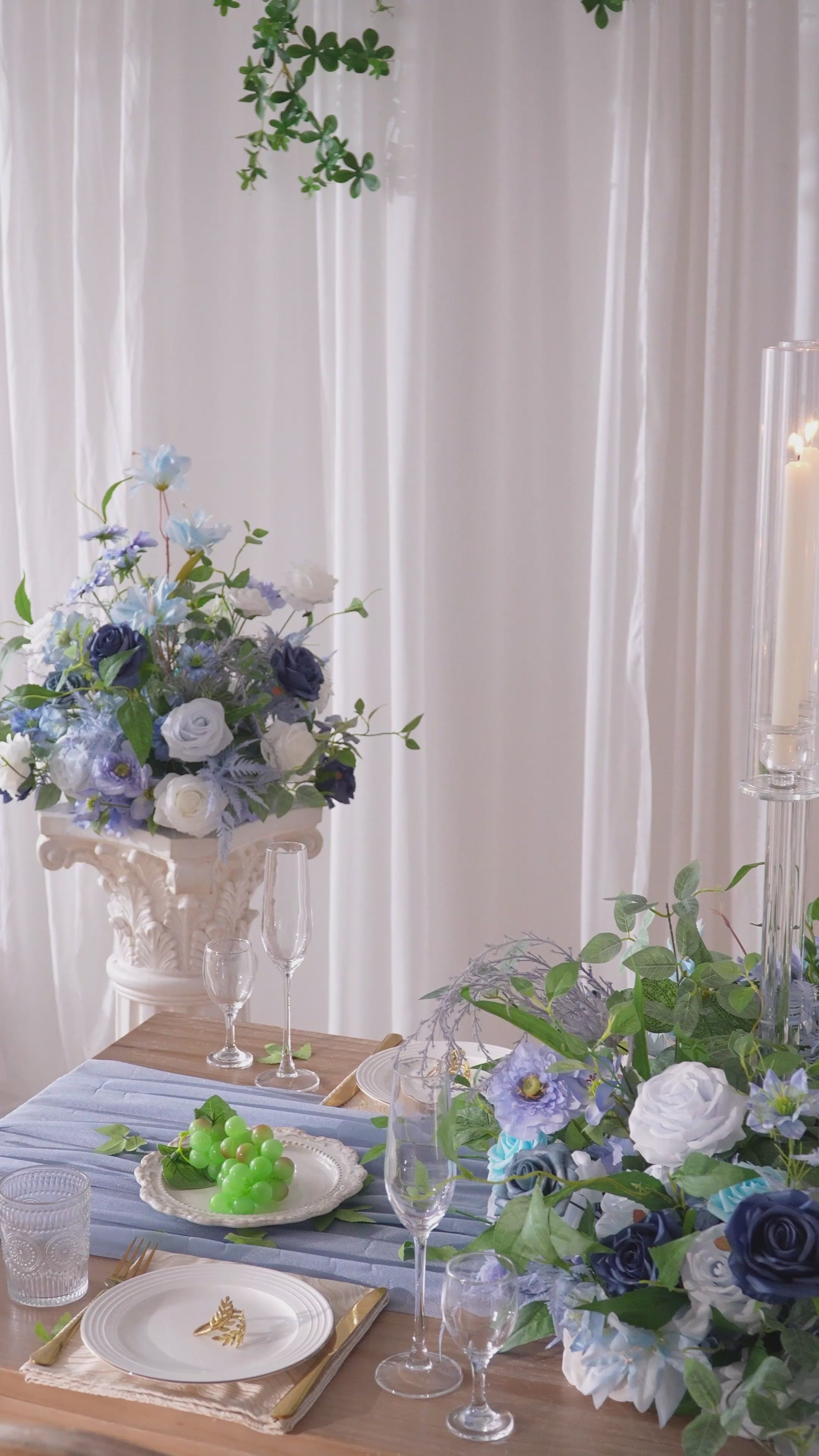 Home A9076 Blue Rose Centerpieces Row Hang Floral Arrangement Wedding ...