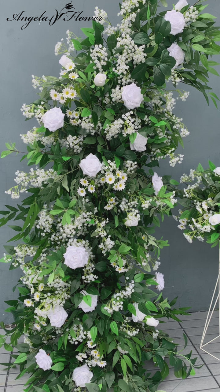 Home A7768 White Rose Dandelion Green Leaf Aangular Arch Wedding ...