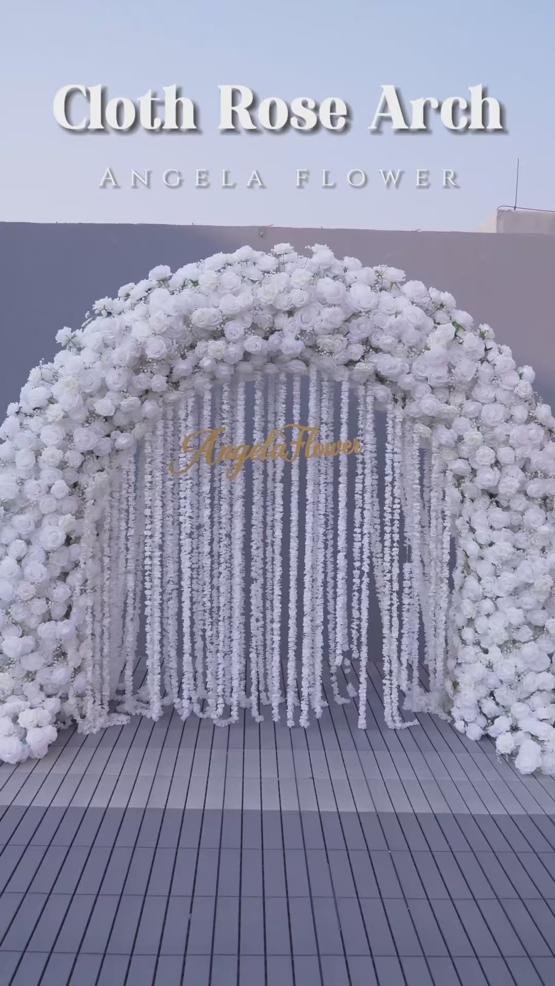 Home A8931 White Rose With Wisteria Cloth Base Two Sides Wedding Backdrop Arch Props