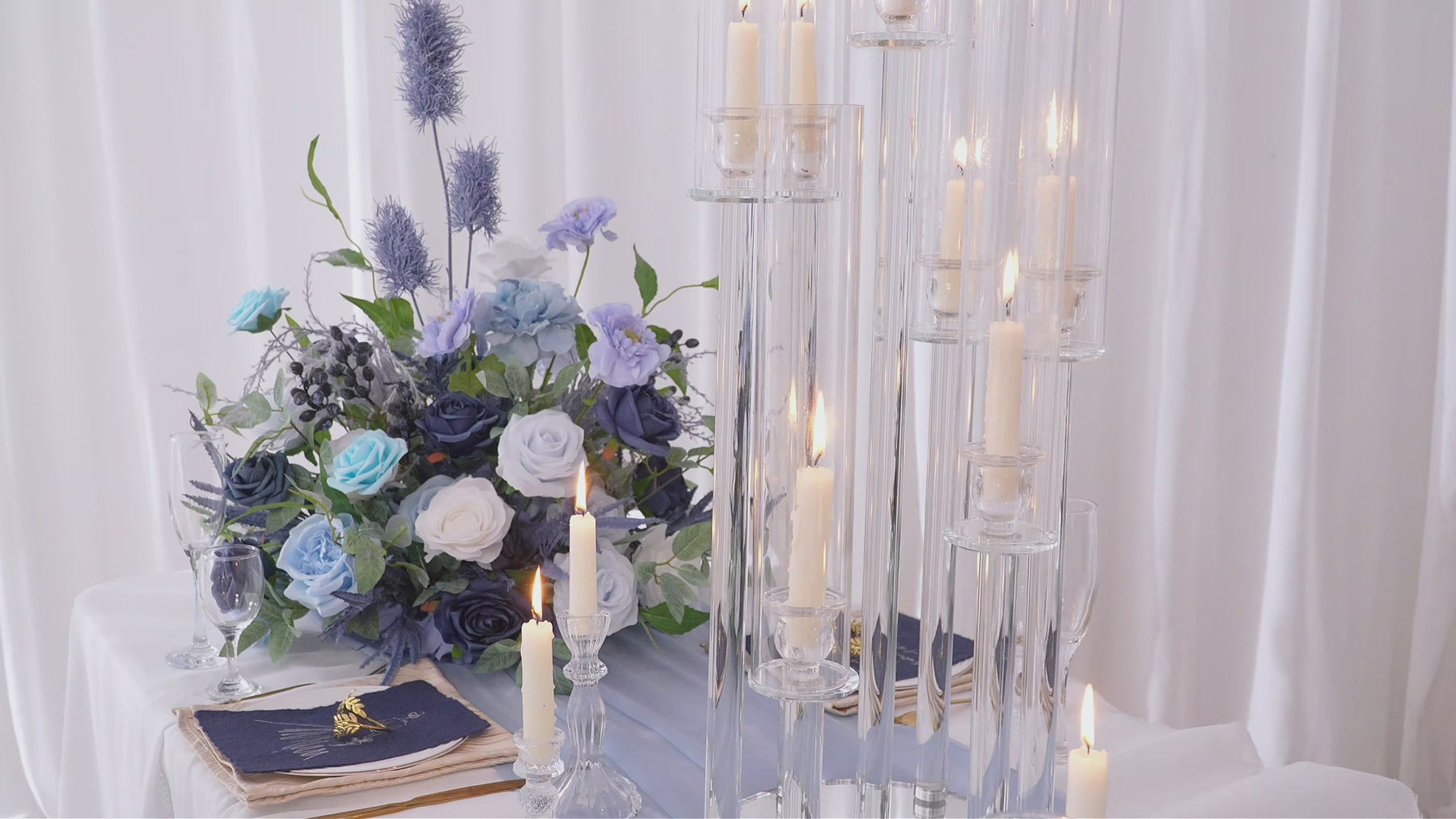 Home A9082 2pcs Artificial Blue Table Centerpieces Wedding Walkway ...