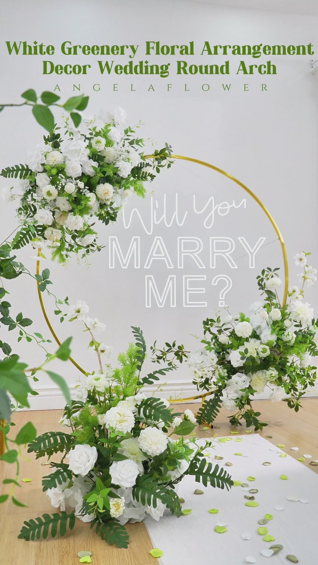 Home A8970 White Rose Greenery Floral Arrangement Wedding Background ...