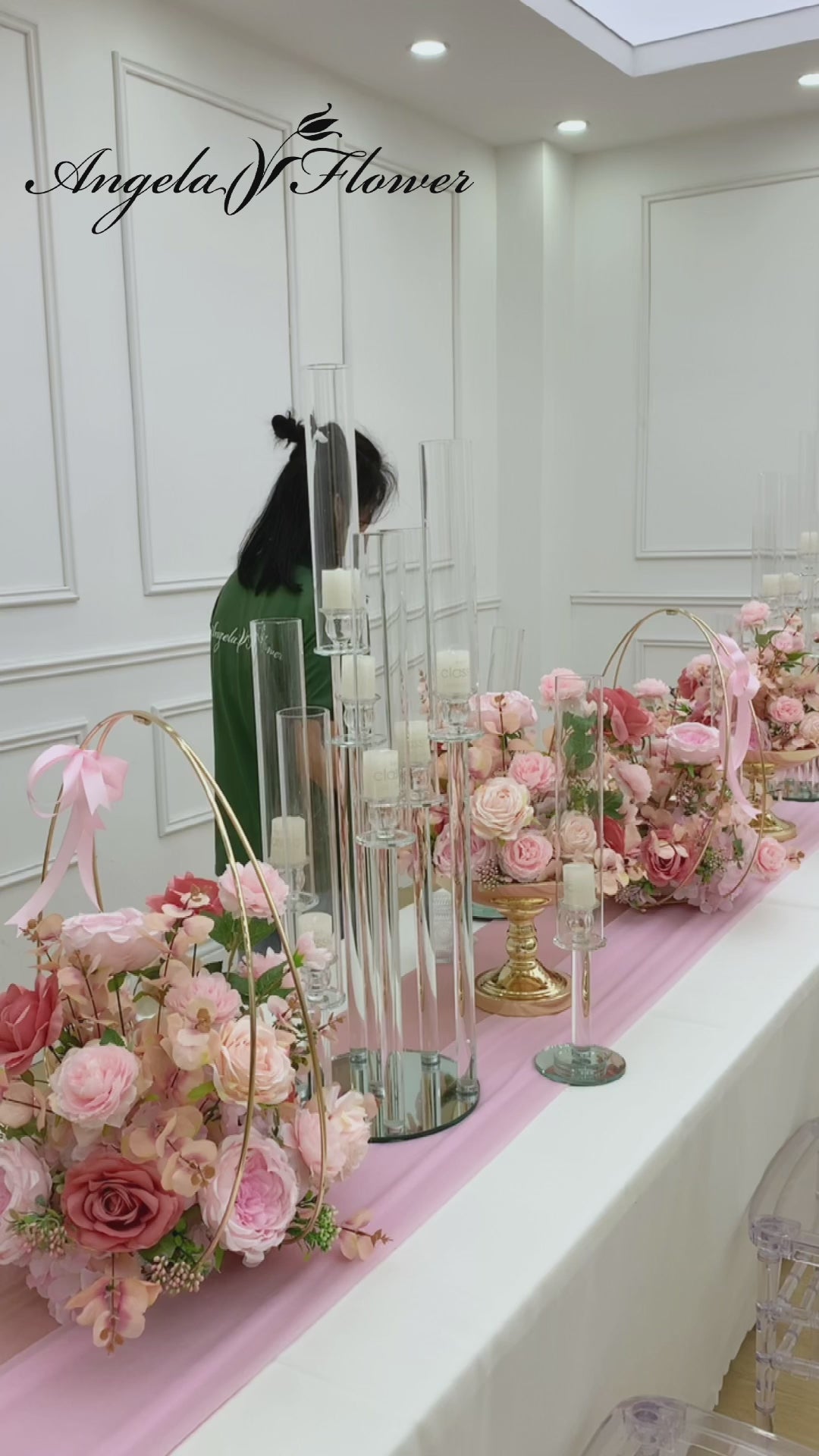 Home A8141 Pink Series Wedding Centerpieces Decor Candleholder Banquet ...