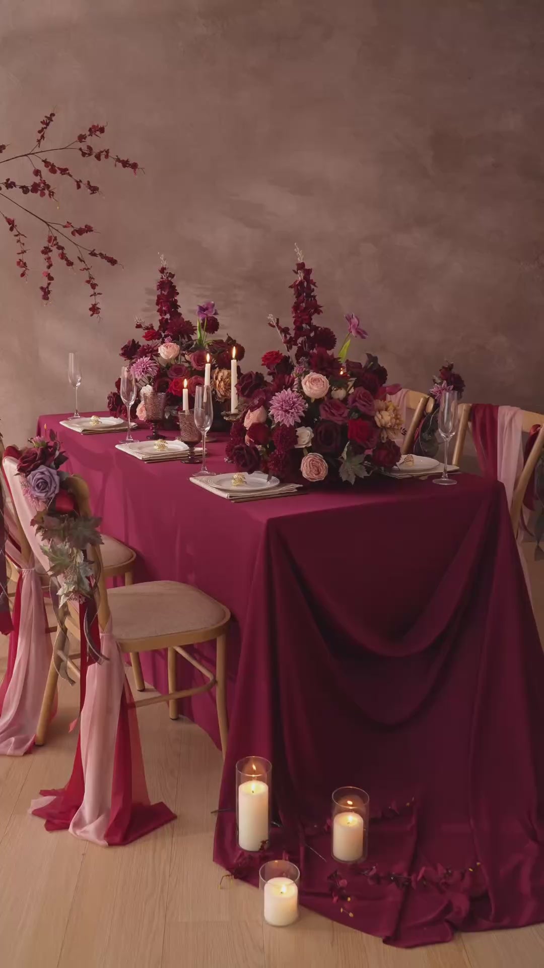 Home A9058 2pcs Artificial Burgundy Welcome Sign Flower Wedding Event Props