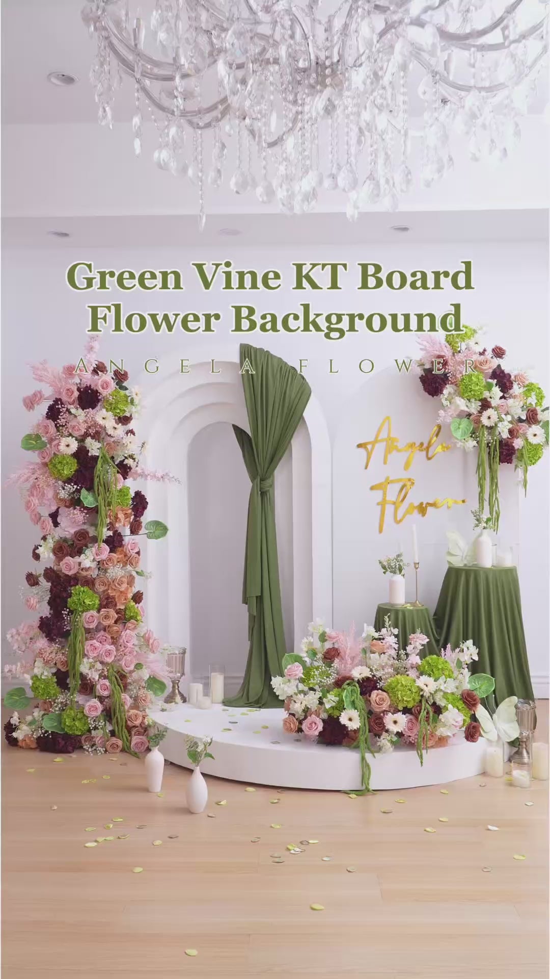Home A9120 Green Plam Vine Hang Flower Row Runner KT Board Wedding ...