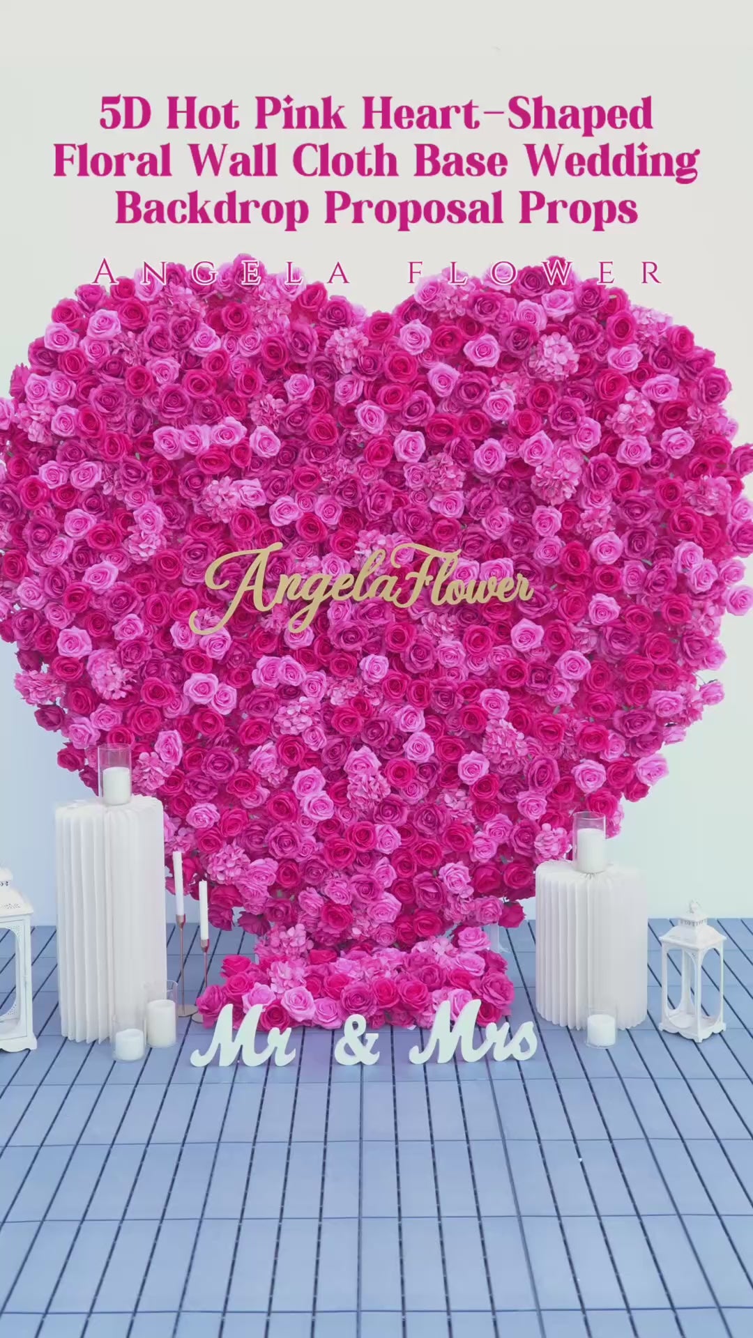 Home A9064 Hot Pink Heart-Shaped Floral Wall Fabric Base Wedding ...