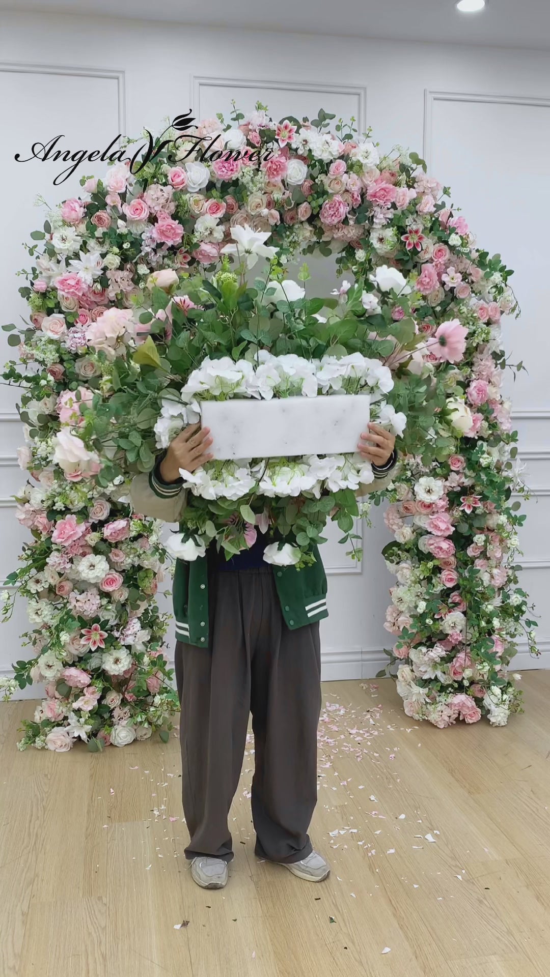 Home A8783 Pink Rose Green Leaf Floor Floral Arrangement Outdoor ...